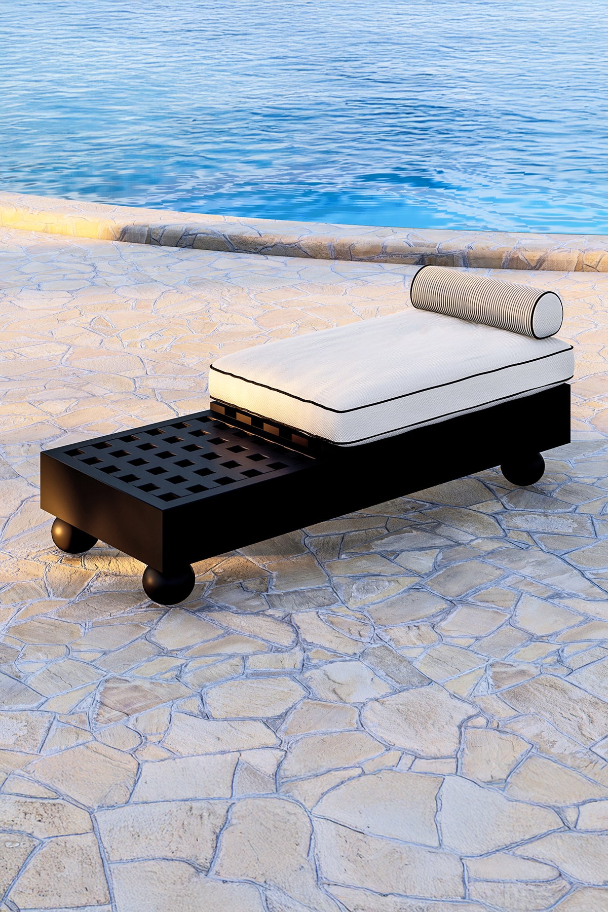 Picasso Outdoor Bench Siyah - İroko Ağacı | Deekobjects